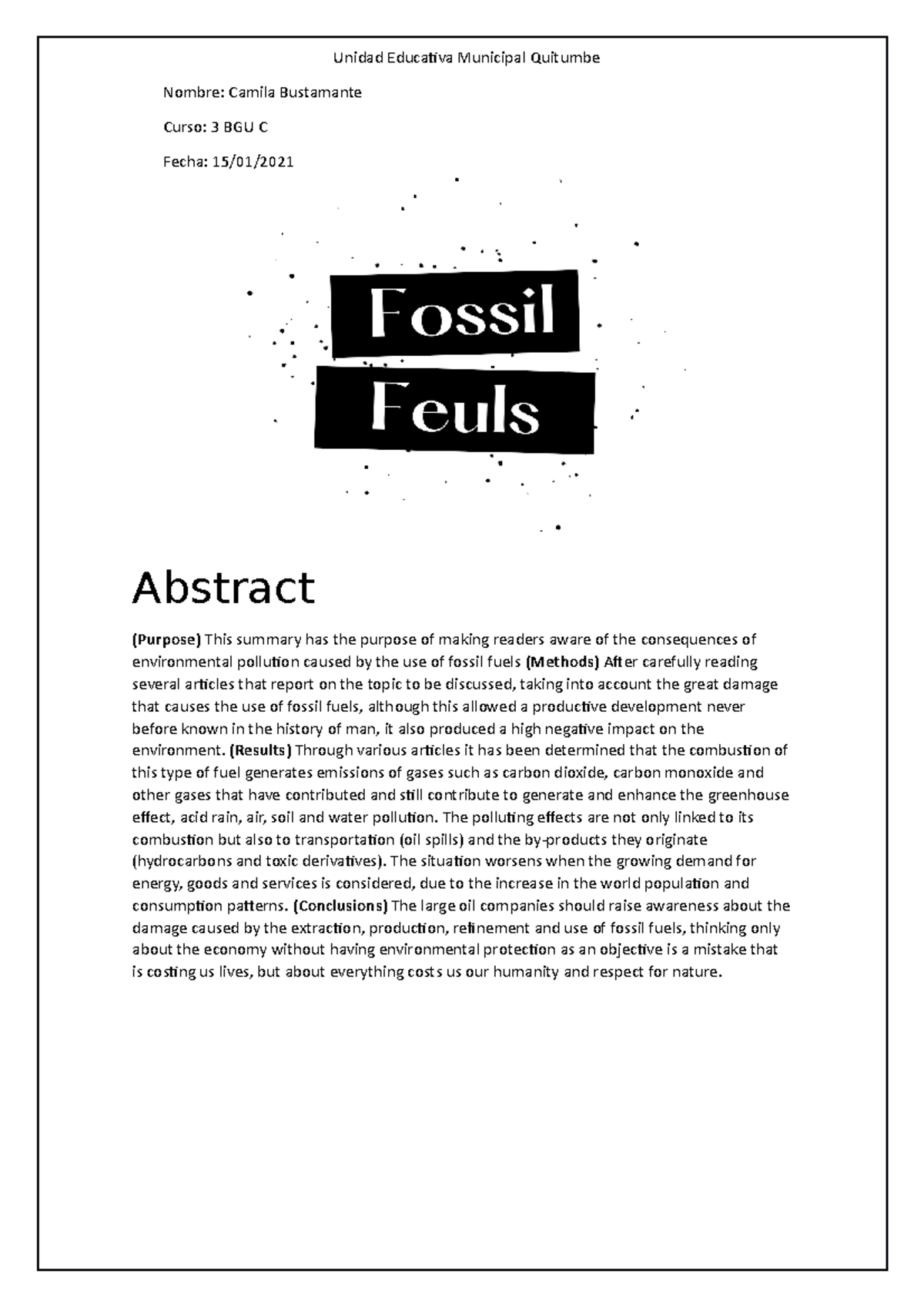 Abstract - Abstract (Purpose) This summary has the purpose of making ...