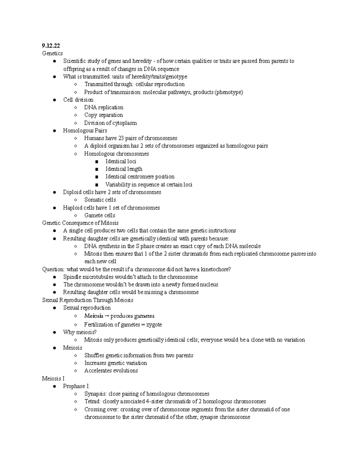 BIO 142 Week 3 Lectures - notes on genetics, history of genetics, and ...