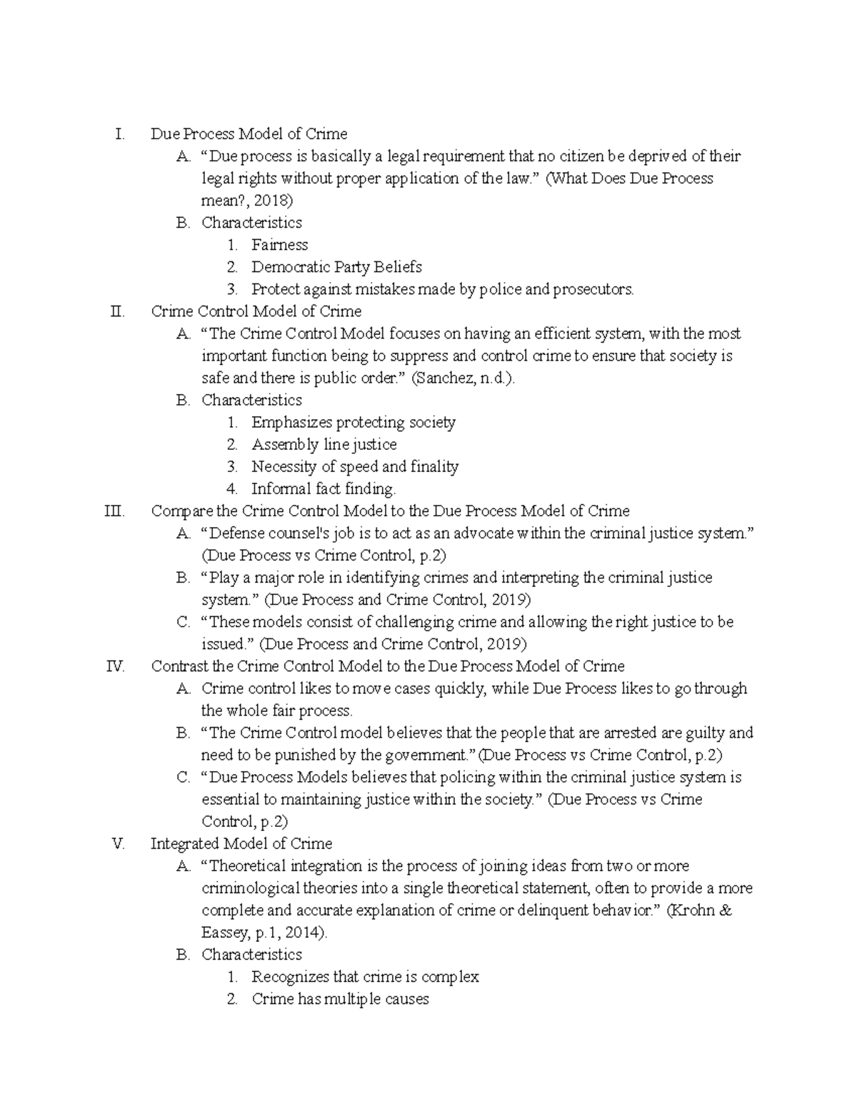 HW#3 - Homework Assignment - I. Due Process Model of Crime A. “Due ...