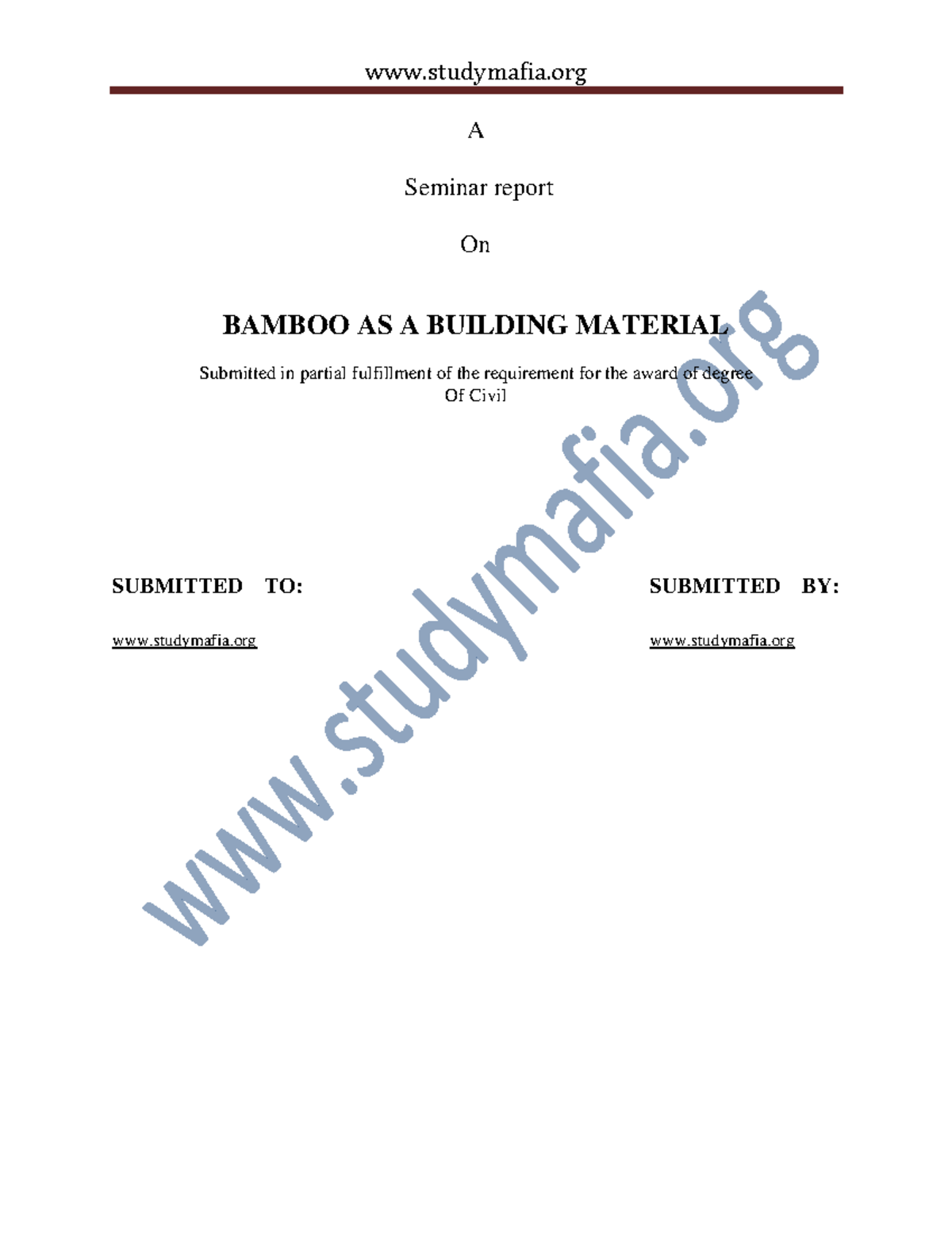 Civil Bamboo AS A Building Material report - A Seminar report On BAMBOO ...