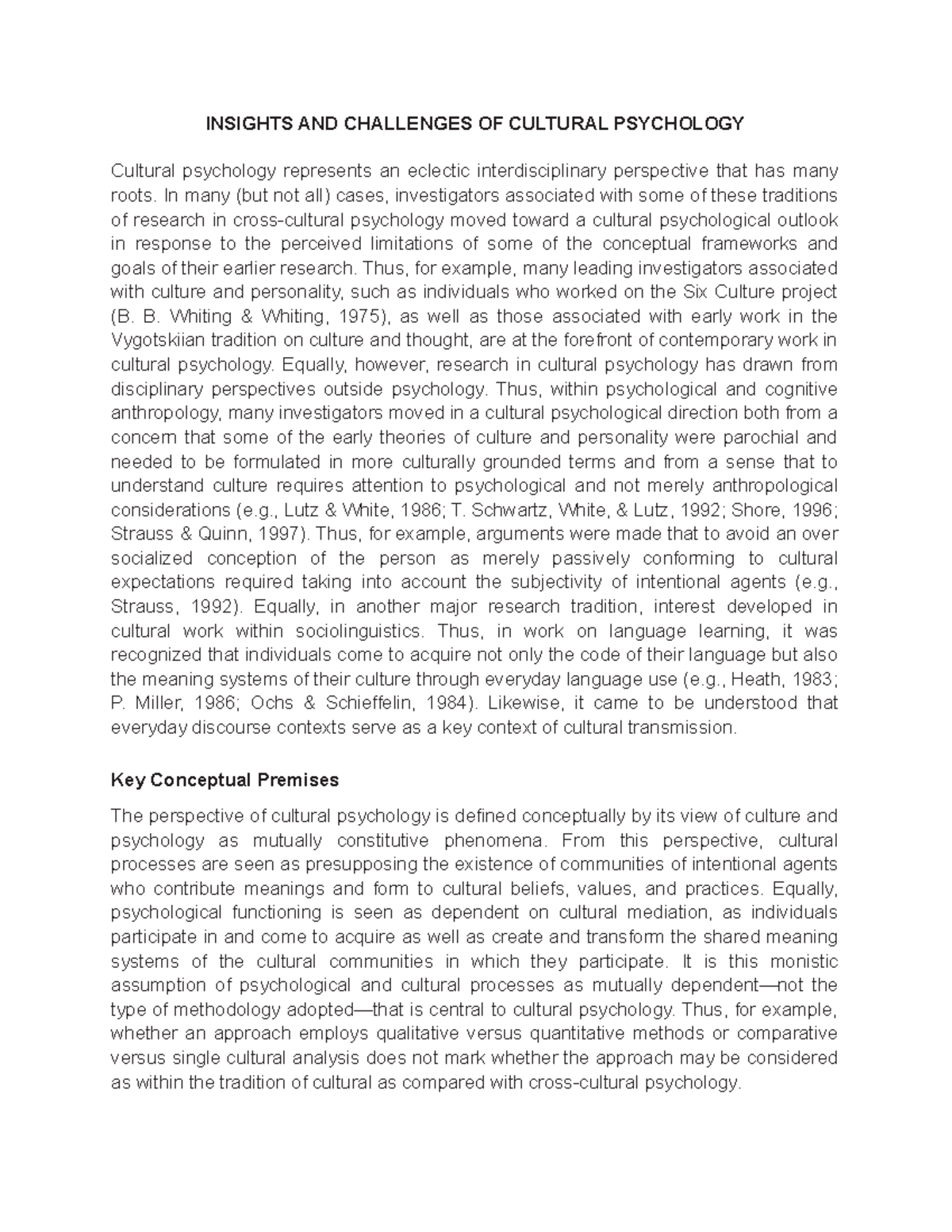 Cultural Perspectives on Personality and Social Psychology - INSIGHTS ...