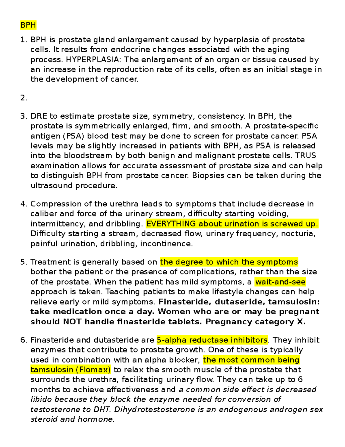 BPH Notes - BPH BPH is prostate gland enlargement caused by hyperplasia ...