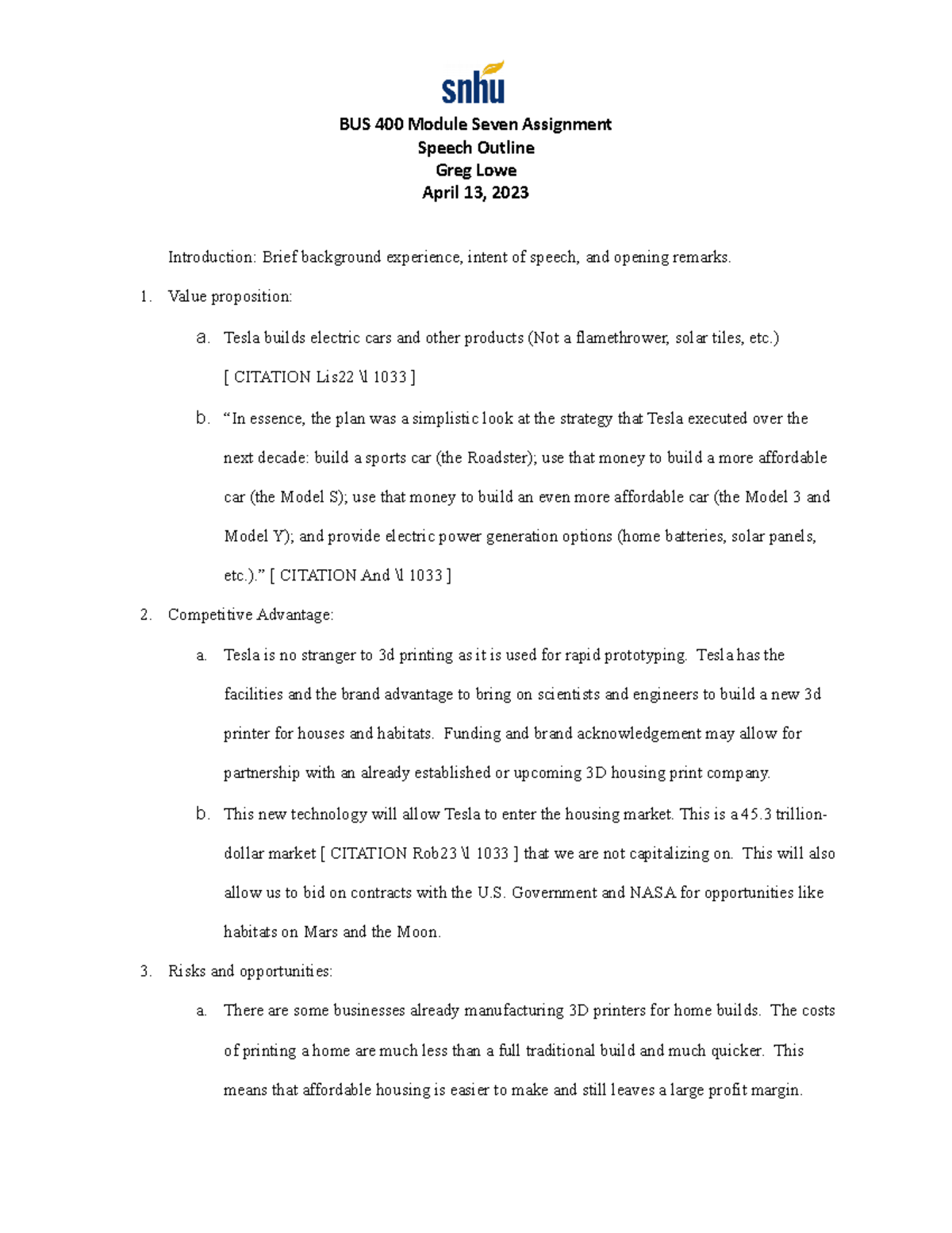 BUS 400 Module Seven Assignment - BUS 400 Module Seven Assignment ...