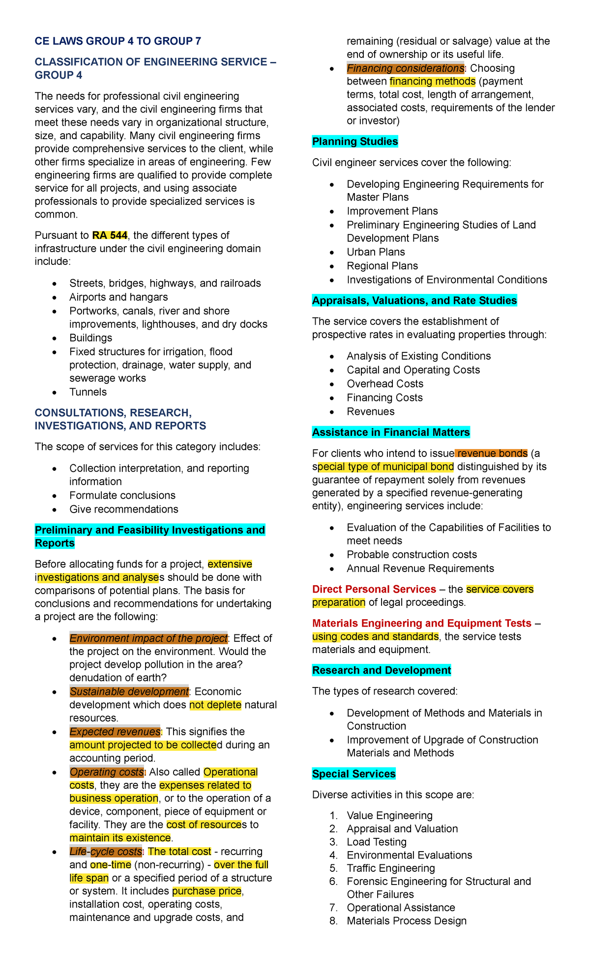CE LAW ACADEMIC - CE LAWS GROUP 4 TO GROUP 7 CLASSIFICATION OF ...