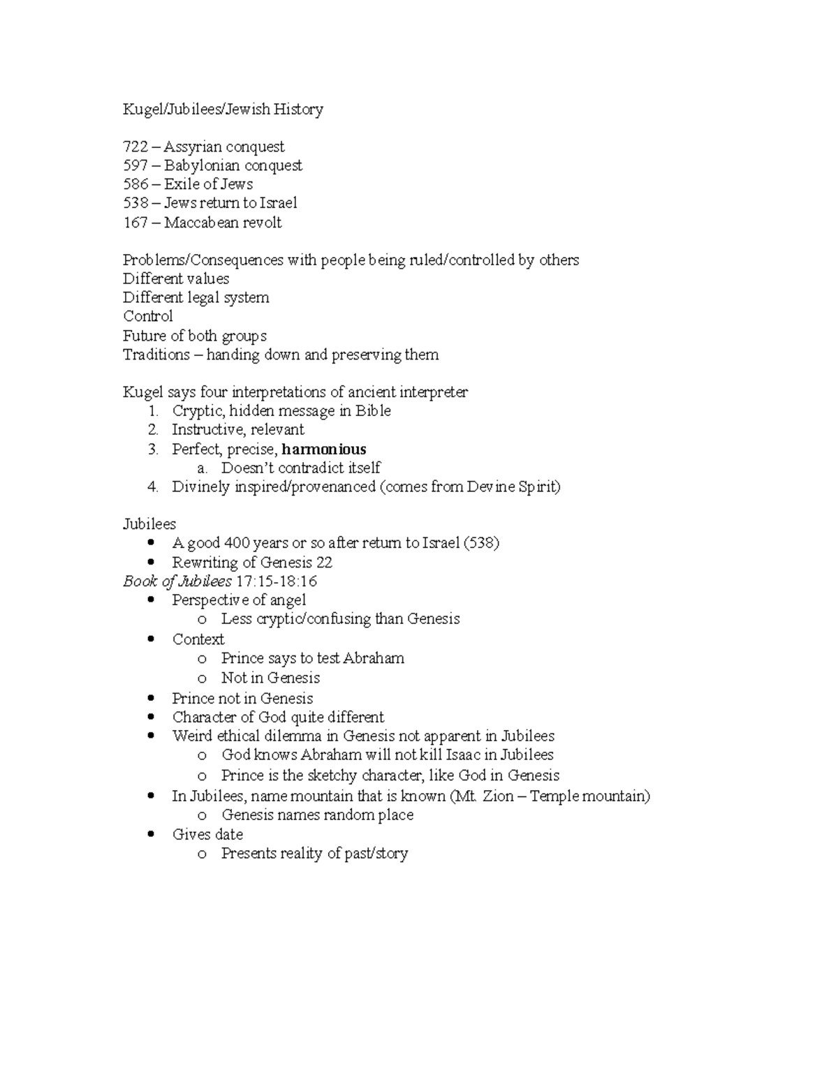 Lecture on 2-12-16 - Kugel/Jubilees/Jewish History 722 – Assyrian ...