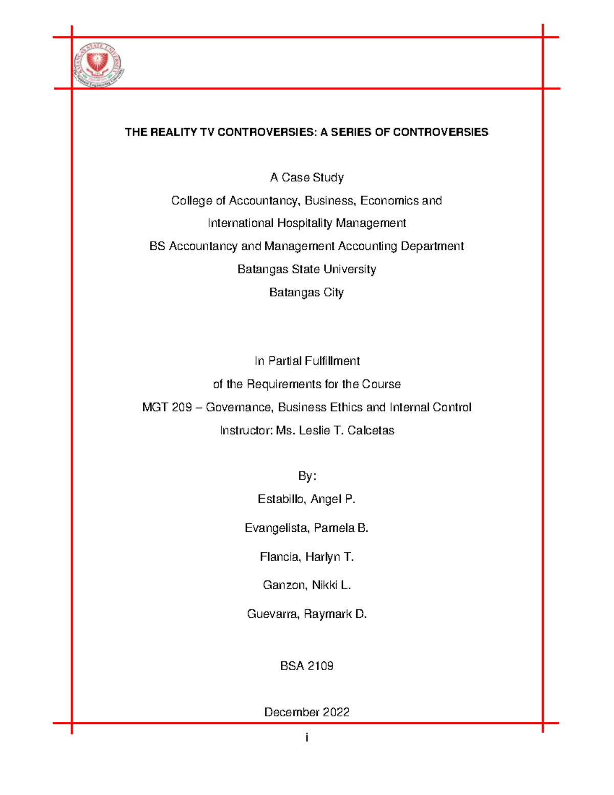 Group-4 BSA-2109 Semestral- Project - i THE REALITY TV CONTROVERSIES: A ...