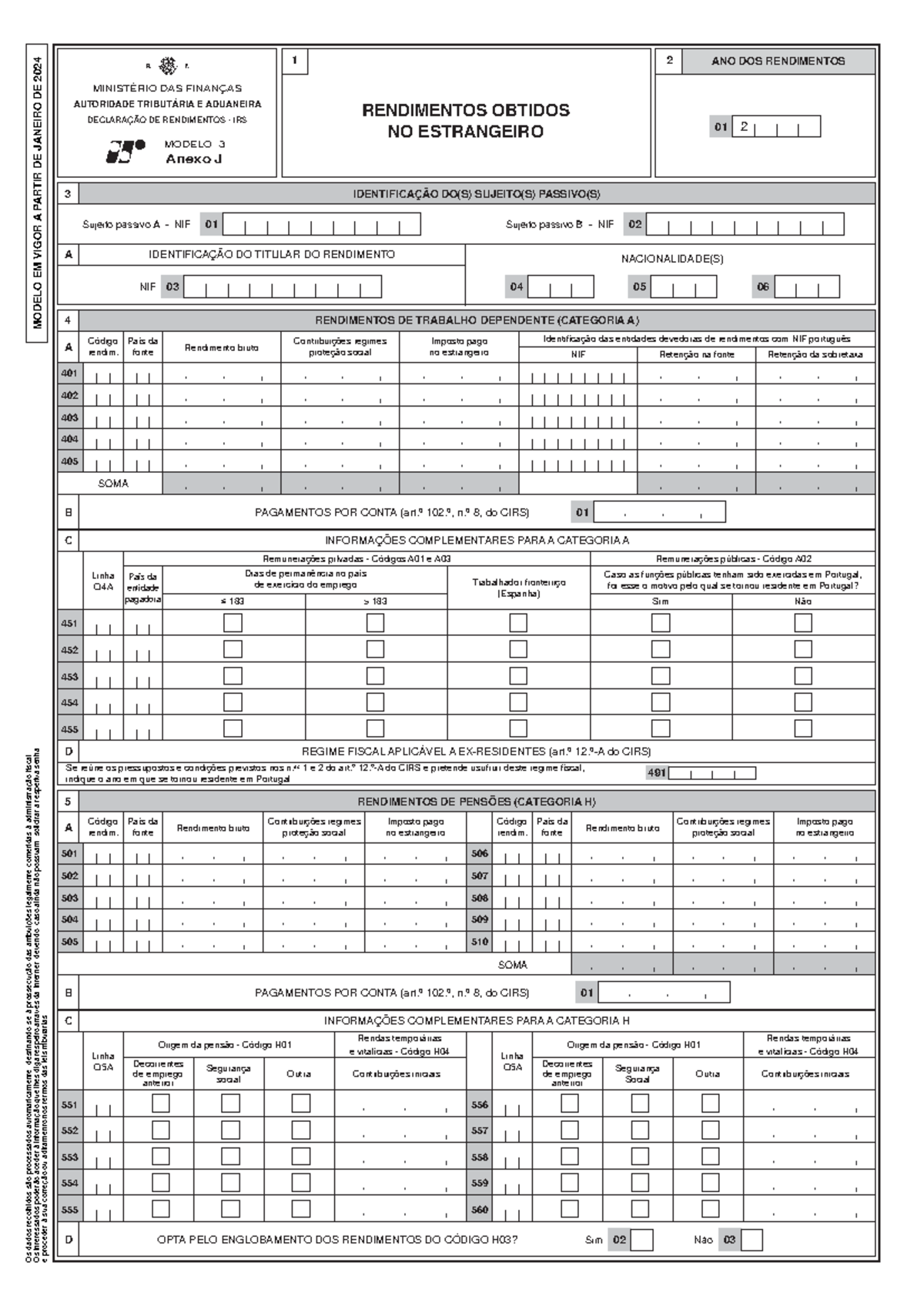 Mod 3 anexo J - Ficheiro - 1 2 ANO DOS RENDIMENTOS RENDIMENTOS OBTIDOS NO ESTRANGEIRO 01 2 ...