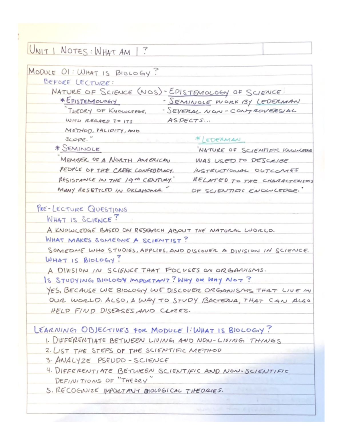 Nature OF Science (NOS)- Epistemology OF Science - BIO 110/111L - Studocu