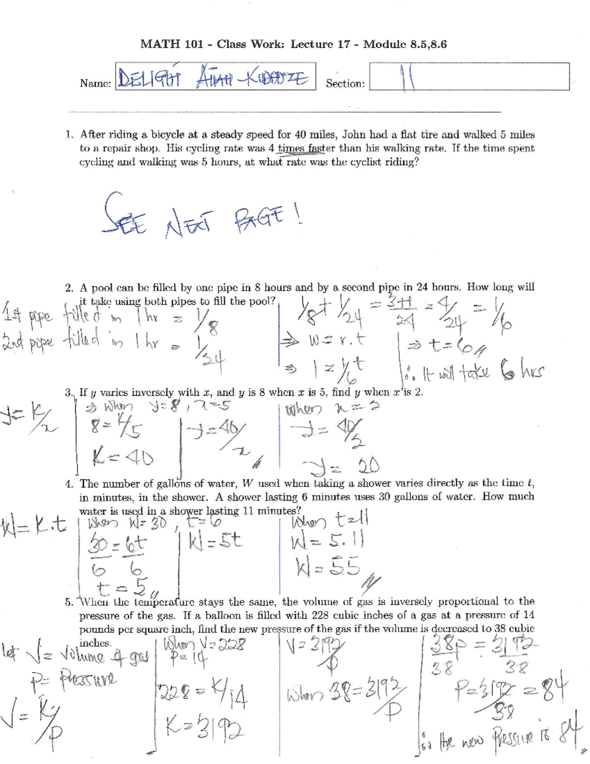 Classwork 17 - MATH 101 - Studocu