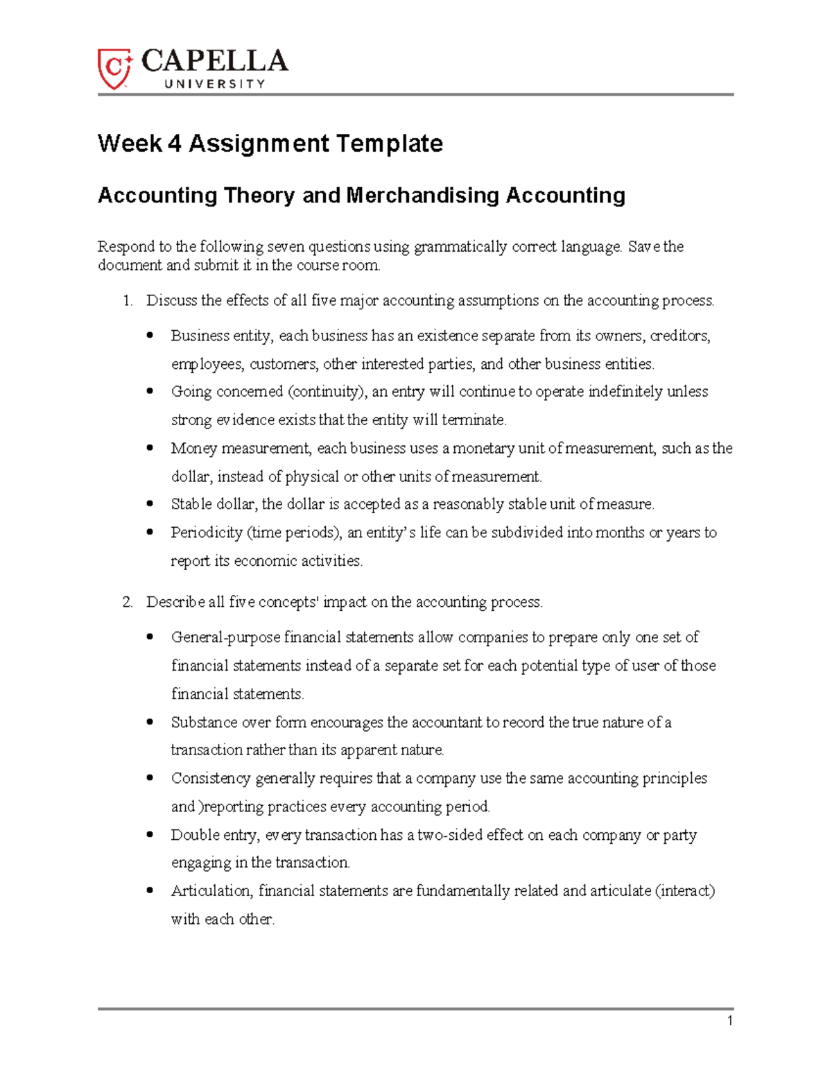 Week 4 assignment Jearline Berry - Week 4 Assignment Template Accounting Theory and ...
