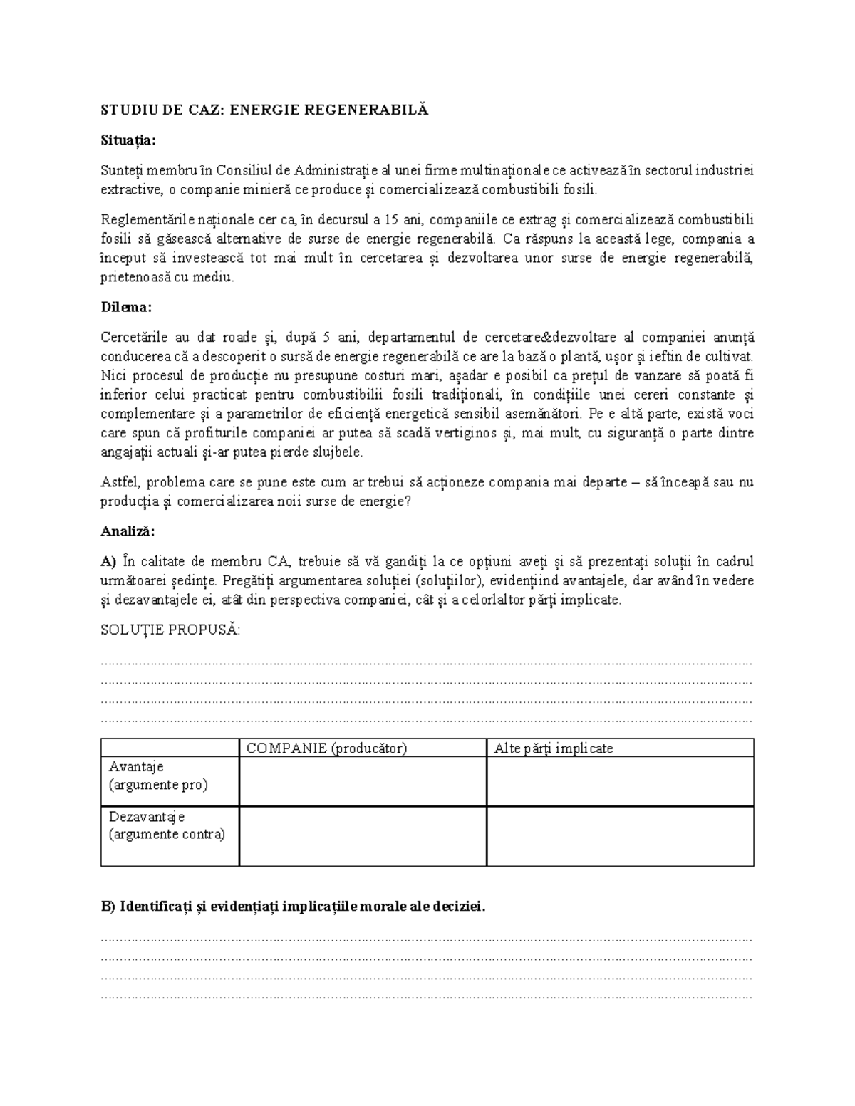 Combustibili fosili - 2021 - STUDIU DE CAZ: ENERGIE REGENERABIL ...