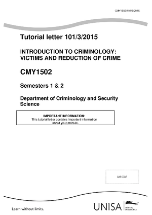 CMY1502 Nweguide 2020 - Notes - Contents (iii) Contents ORIENTATION (v ...