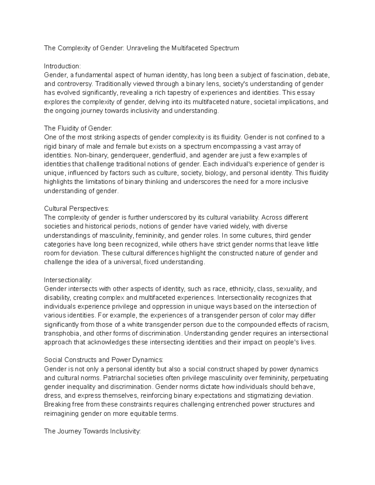 The Complexity of Gender - Traditionally viewed through a binary lens ...