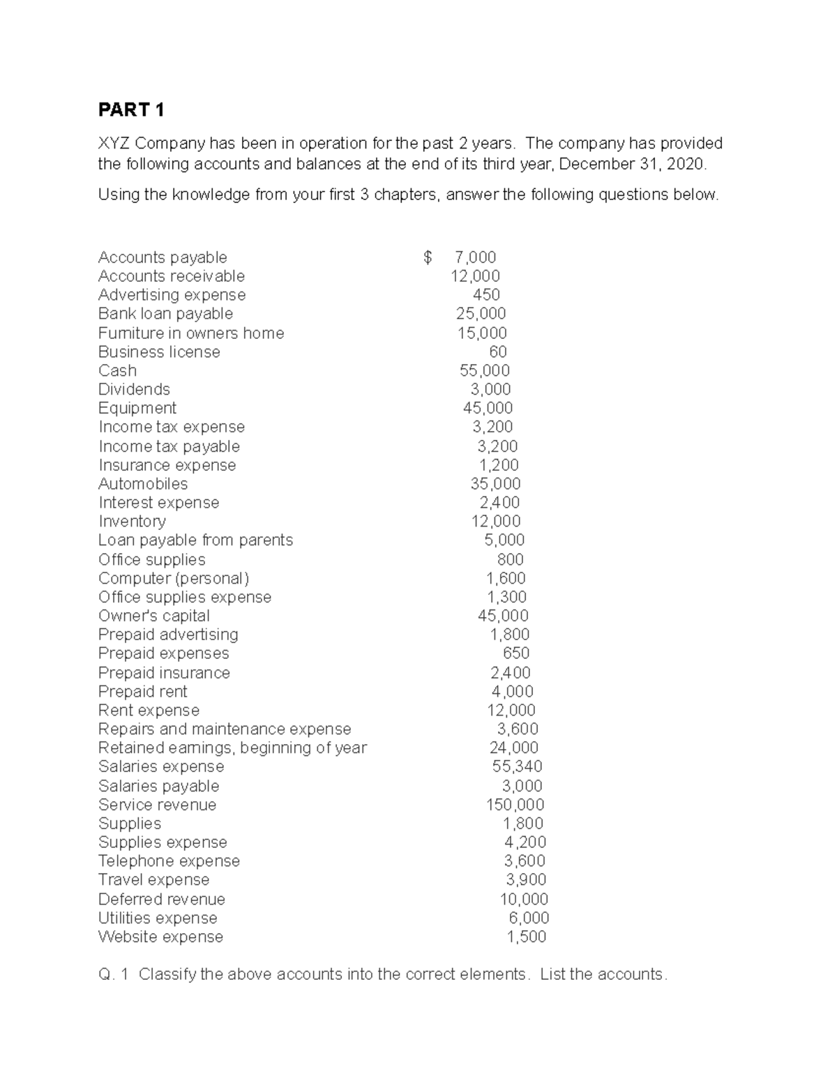 CACC100, Review questions, Ch. 1,2,3, Spring, Summer 2023, Solutions ...