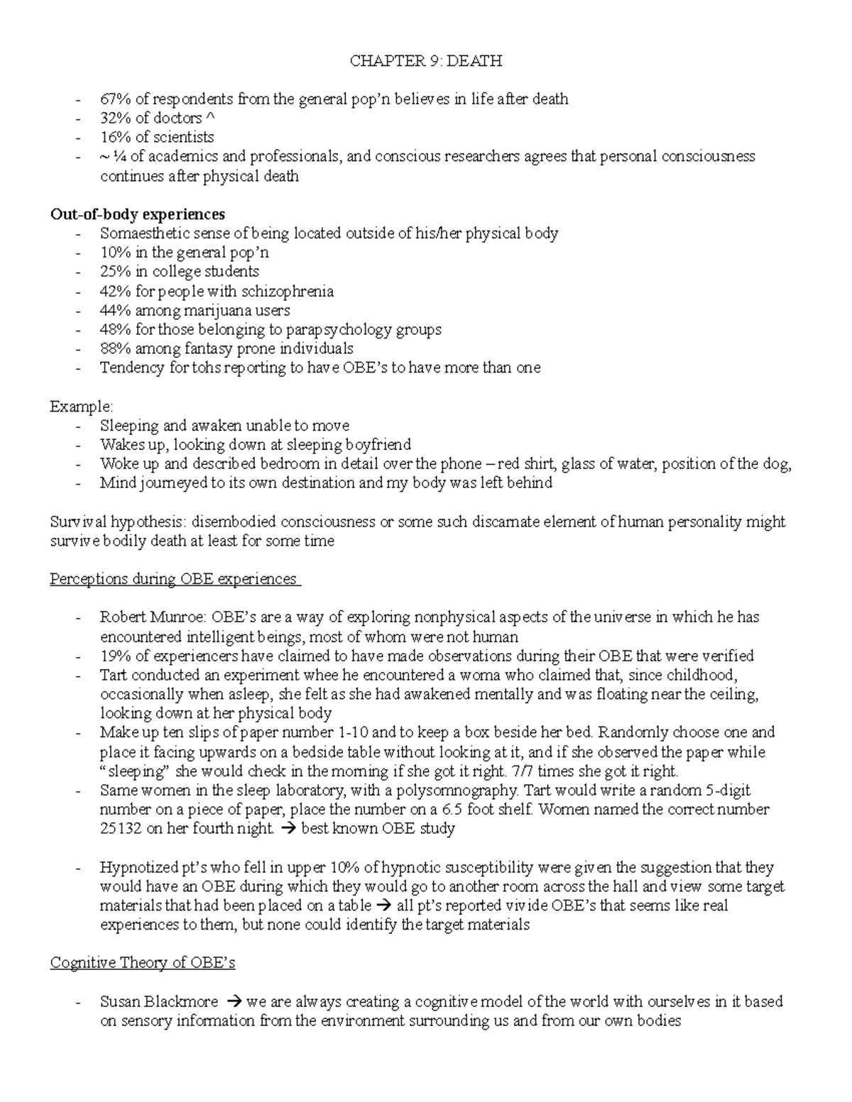 Chapter 9 - Death - Lecture Notes - CHAPTER 9: DEATH - 67% of ...