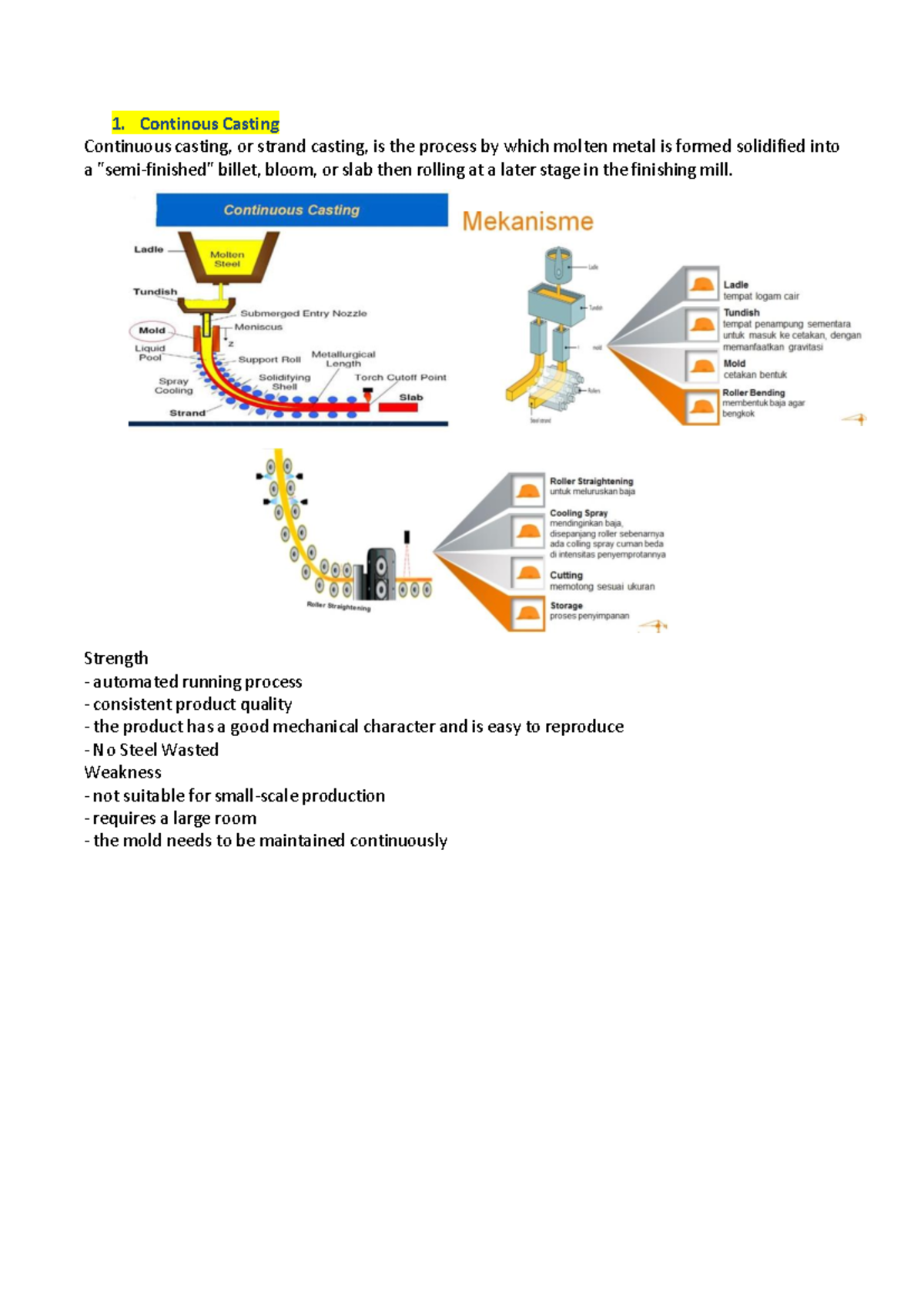 Type of Casting - Continous Casting Continuous casting, or strand ...