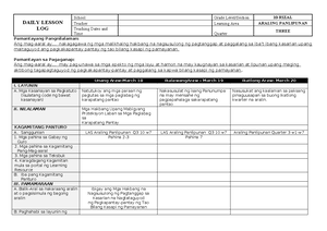 DLL-ESP 7- Ikaapat na Linggo - DAILY LESSON LOG School Grade Level ...