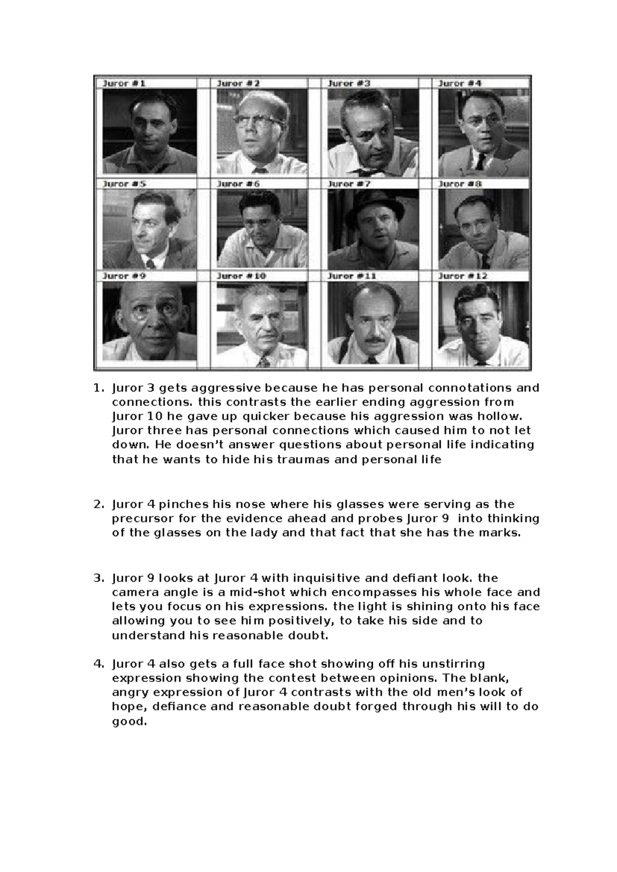 12 angry men NOTES - 1. Juror 3 gets aggressive because he has personal ...