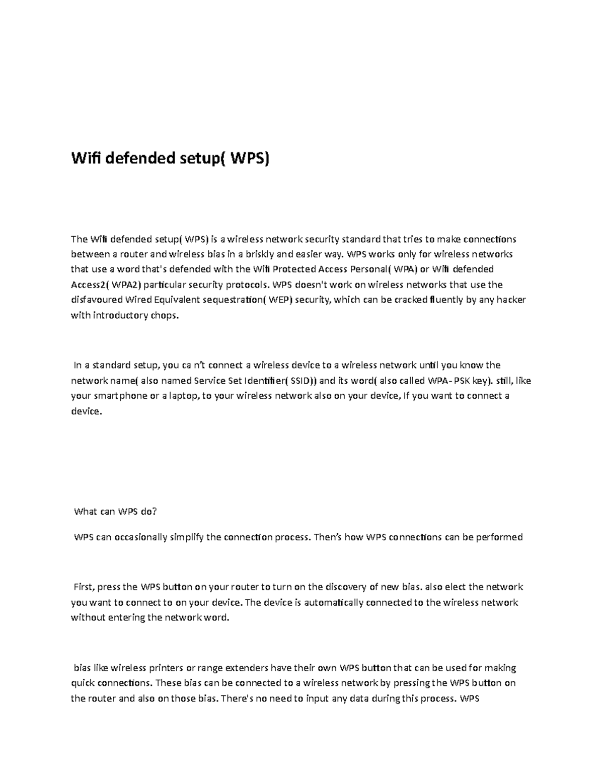 Wifi defended setup( WPS) - WPS works only for wireless networks that ...