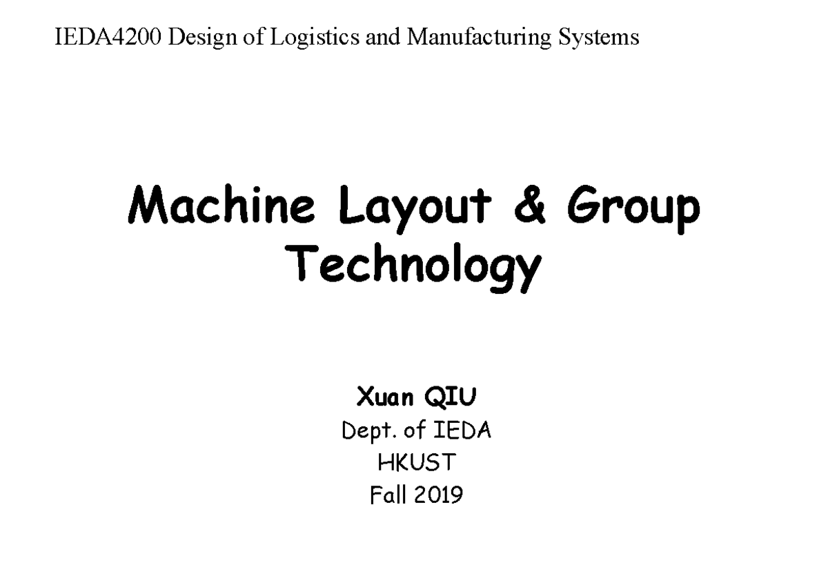 L3 Machine Layout & Group Technology - Machine Layout & Group ...