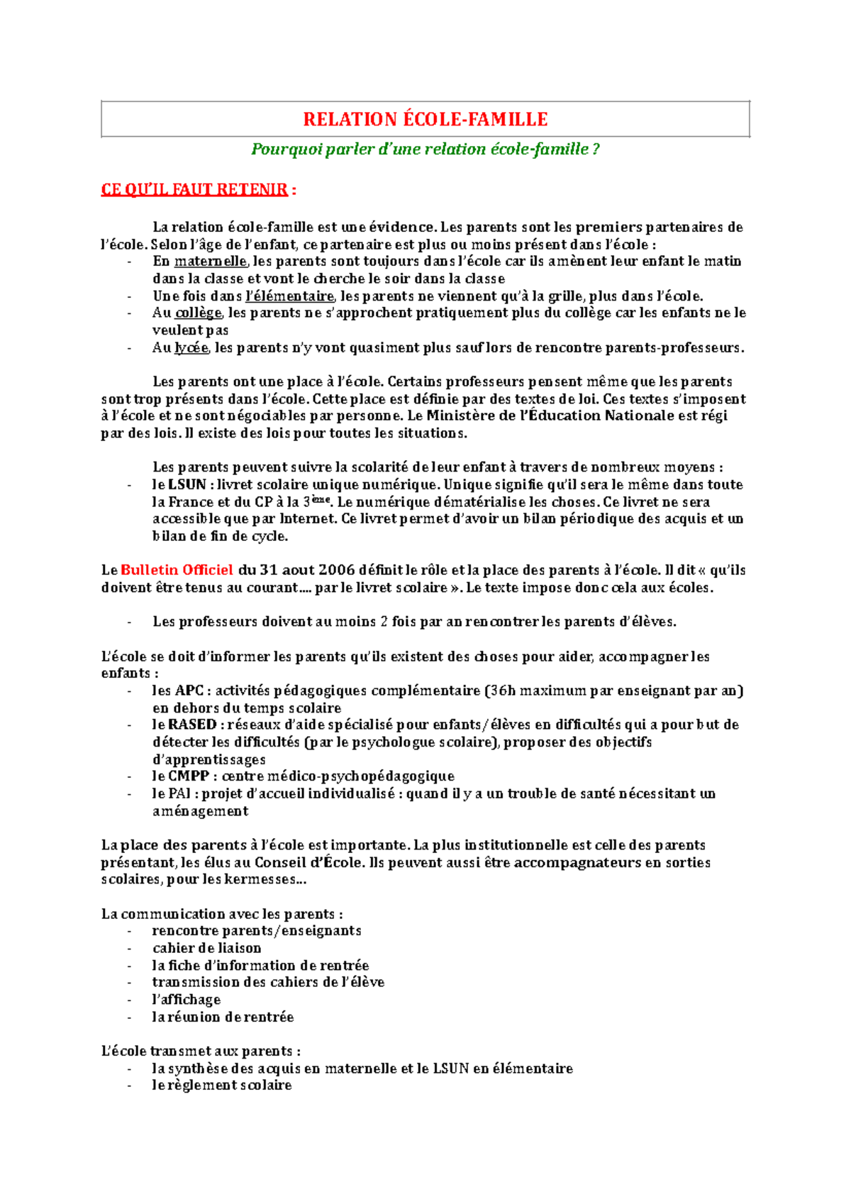 Relation École Famille 3 - Pourquoi parler d’une relation école-famille ...