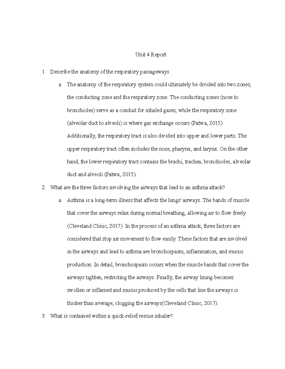 Anatomy Unit 4 Report (1) - Unit 4 Report Describe the anatomy of the ...