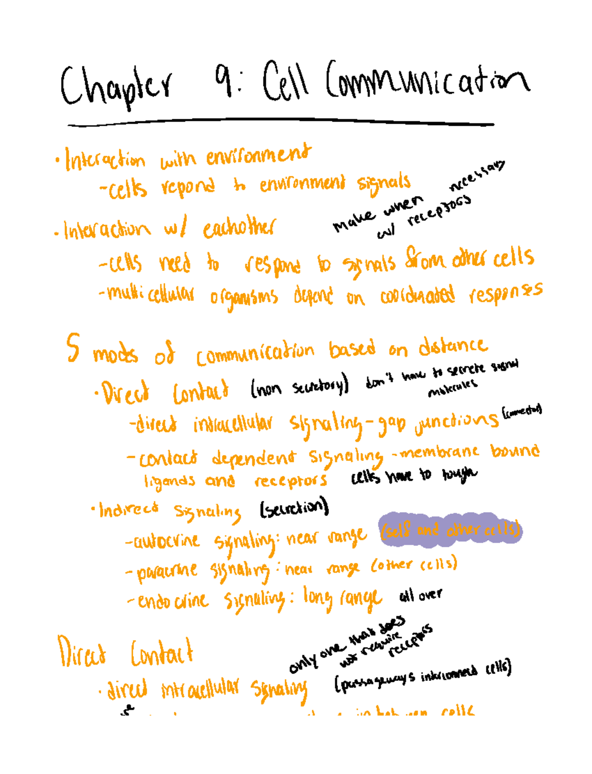 Bio Chapter 9 Notes - Chapter 9 Cell Communication interaction ...
