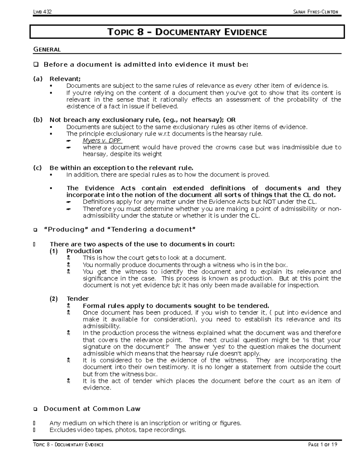 Topic 8 - Documentary Evidence - TTOPICOPIC 8 – D 8 ...