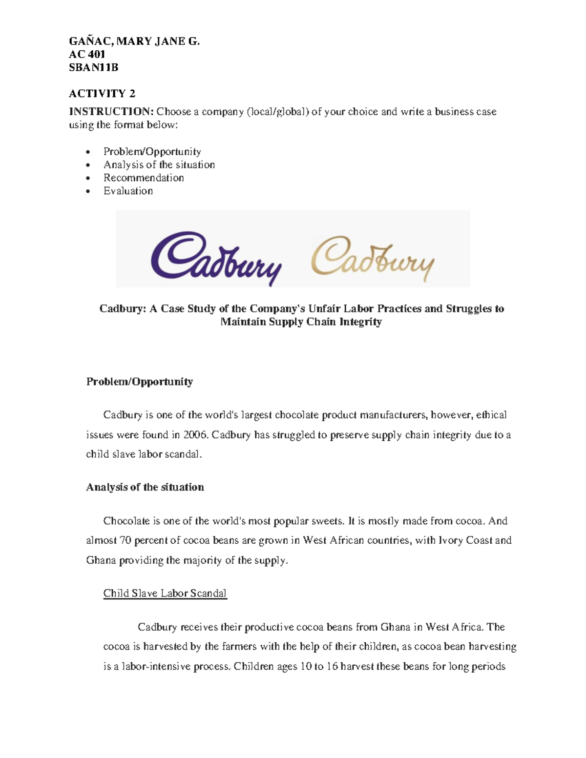 2018-2-01581 AC401 Gañac Activity 2 - GAÑAC, MARY JANE G. AC 401 ...