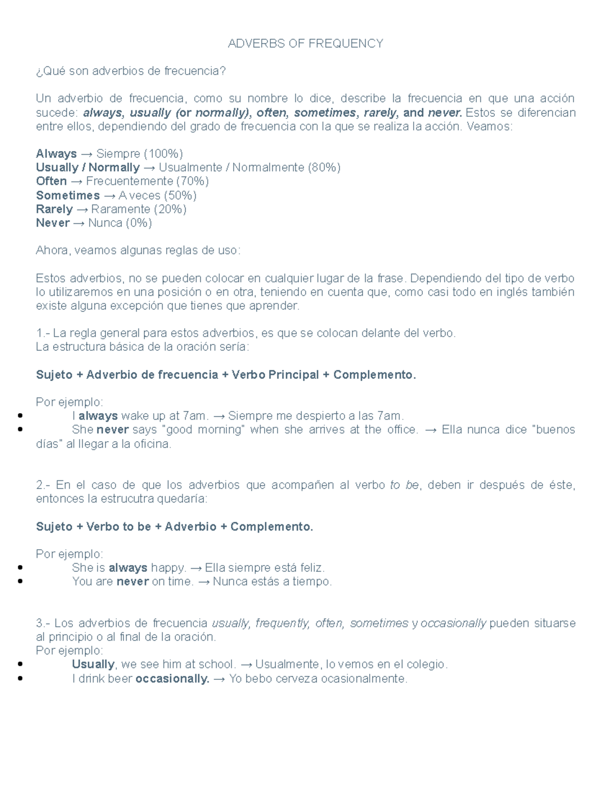 1. Frequency Adverbs - ADVERBS OF FREQUENCY ¿Qué son adverbios de frecuencia? Un adverbio de ...
