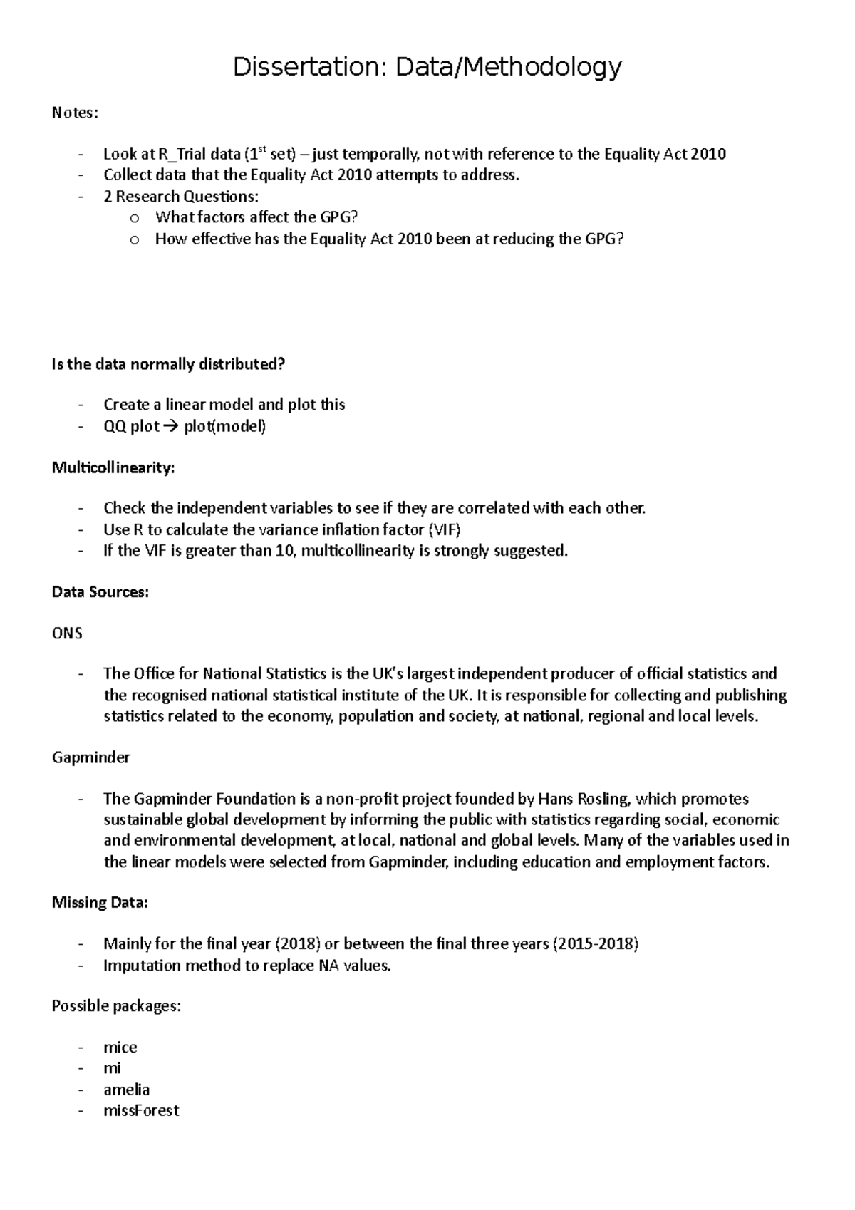 Dissertation Data and Methodology - Dissertation: Data/Methodology ...