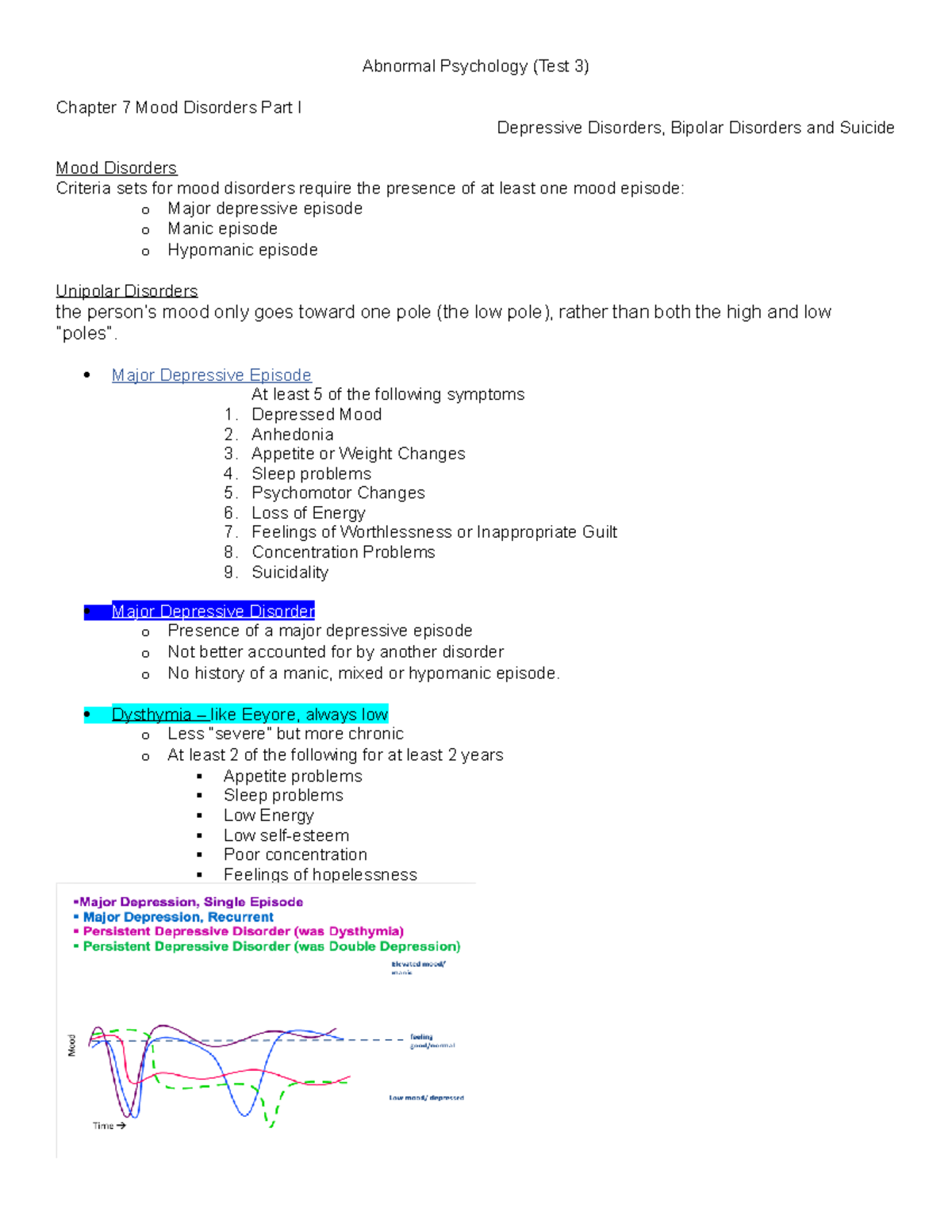 Abnormal Psychology Test 3 Notes spring semester - Abnormal Psychology ...