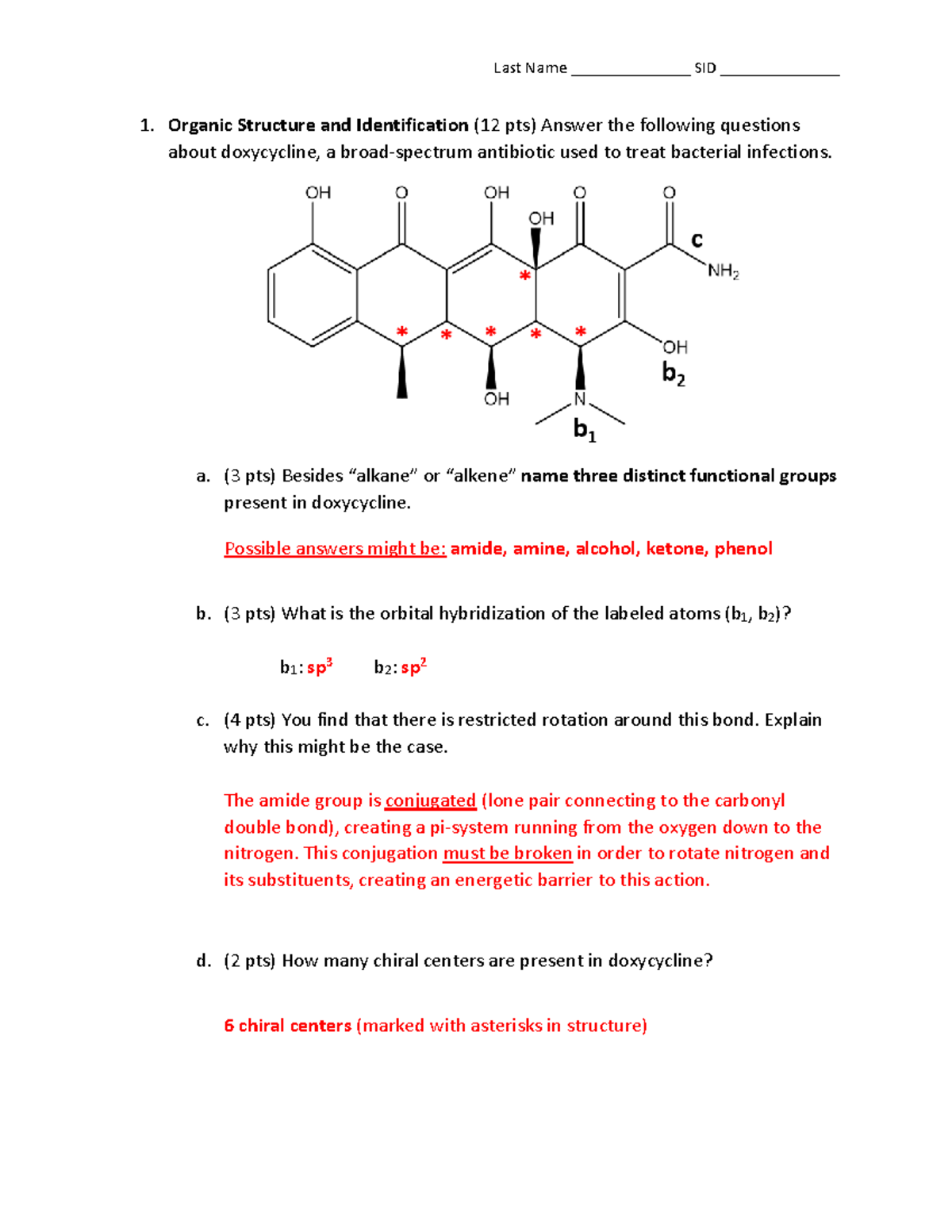 Chem 14C - Midterm 1 Solutions / Study Guide - Structure of Organic ...