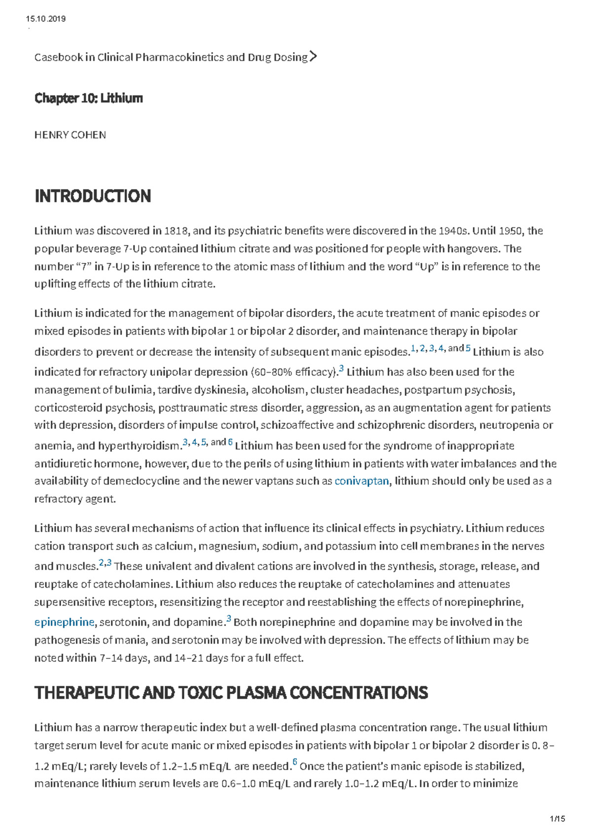 Chapter 10 Lithium ACCP Pharmacokinetics ACCP Pharmacokinetics ACCP ...
