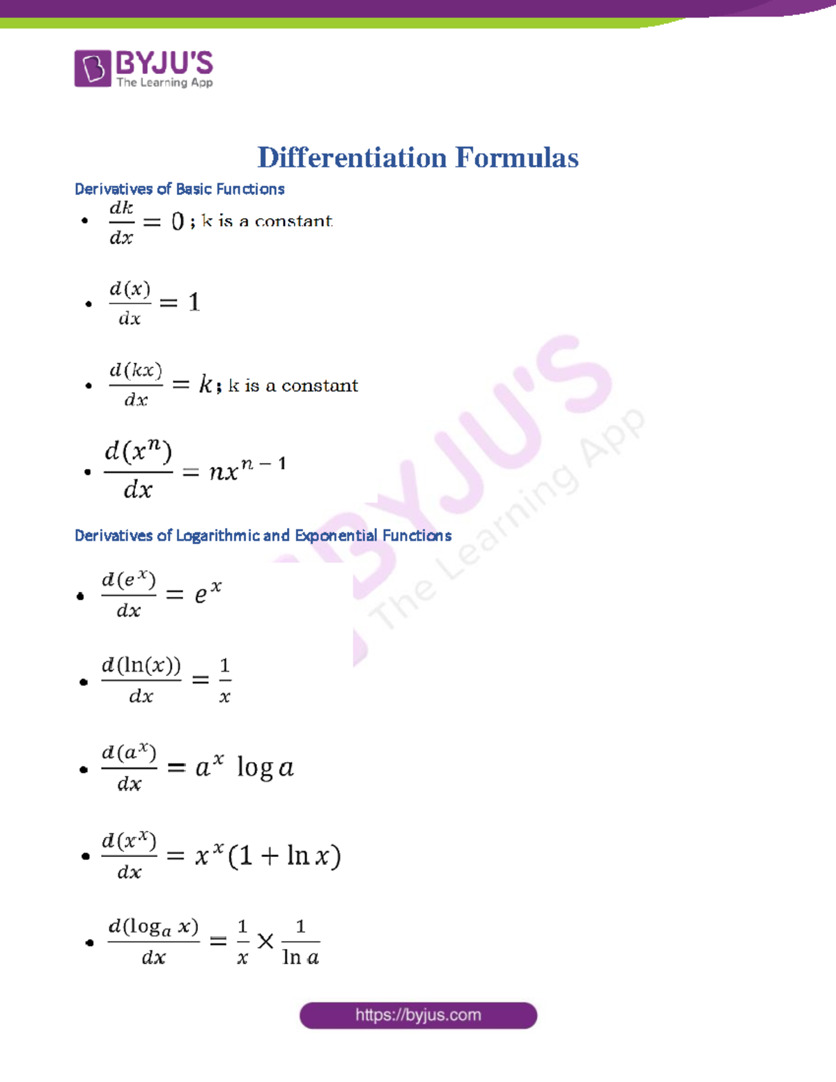 Differentiation-formulas-PDF - Physics HL - Differentiation Formulas ...