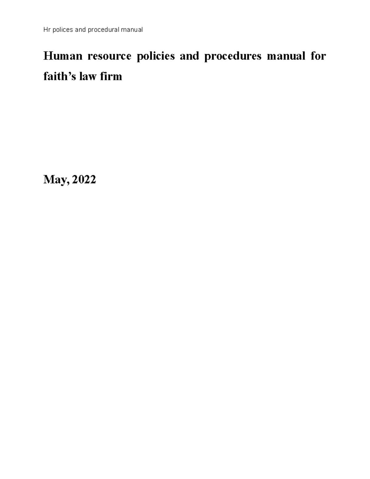 Human resource policies and procedures manual for fait3 - Human ...