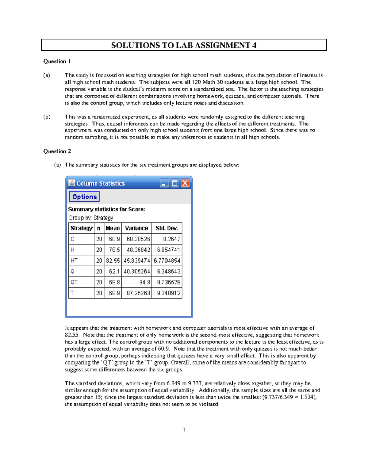 Asg4soln Stat 151 Lab Assignment Winter2019 Solutions To Lab Assignment 4 Question 1 A The