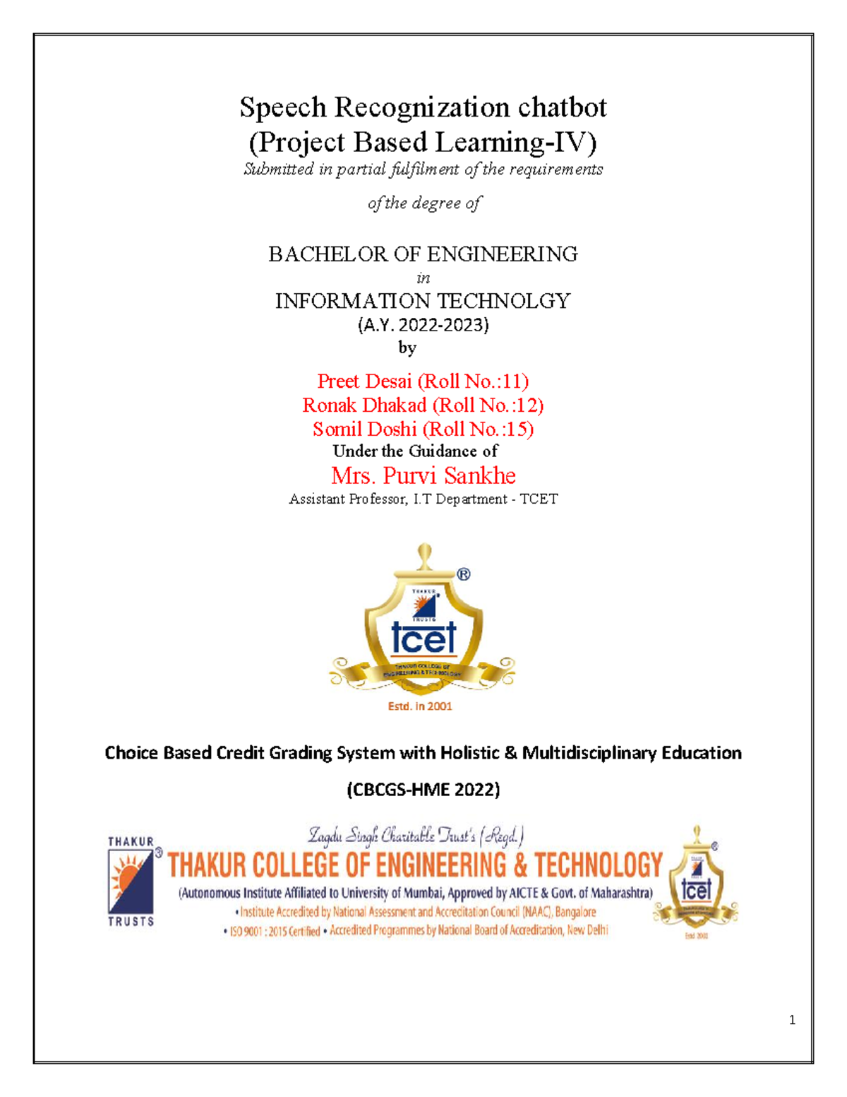 It Pbl Iv Bachelor Of Engineering In Information Technology Mu