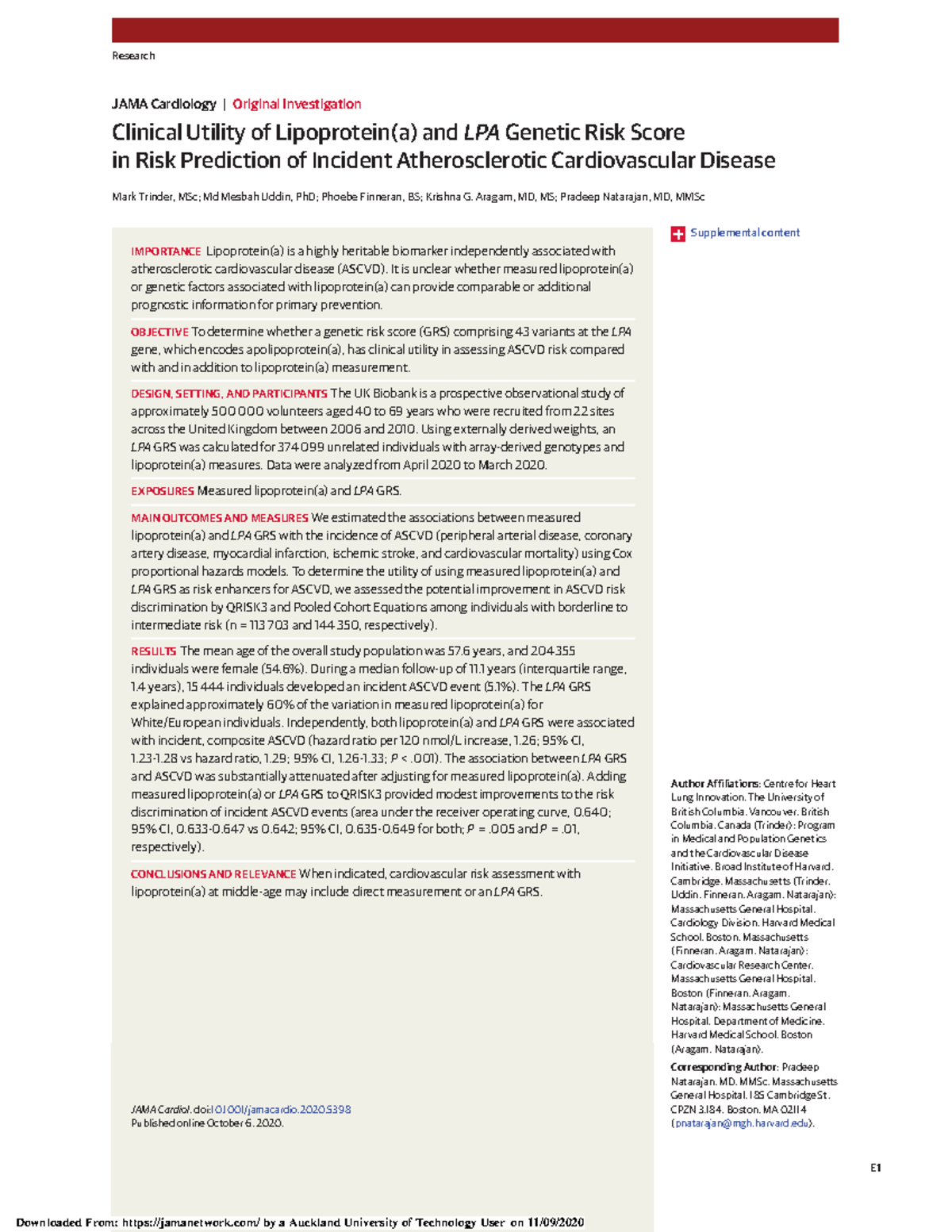 LPA and atherosclerosis risk - Clinical Utility of Lipoprotein(a) and ...