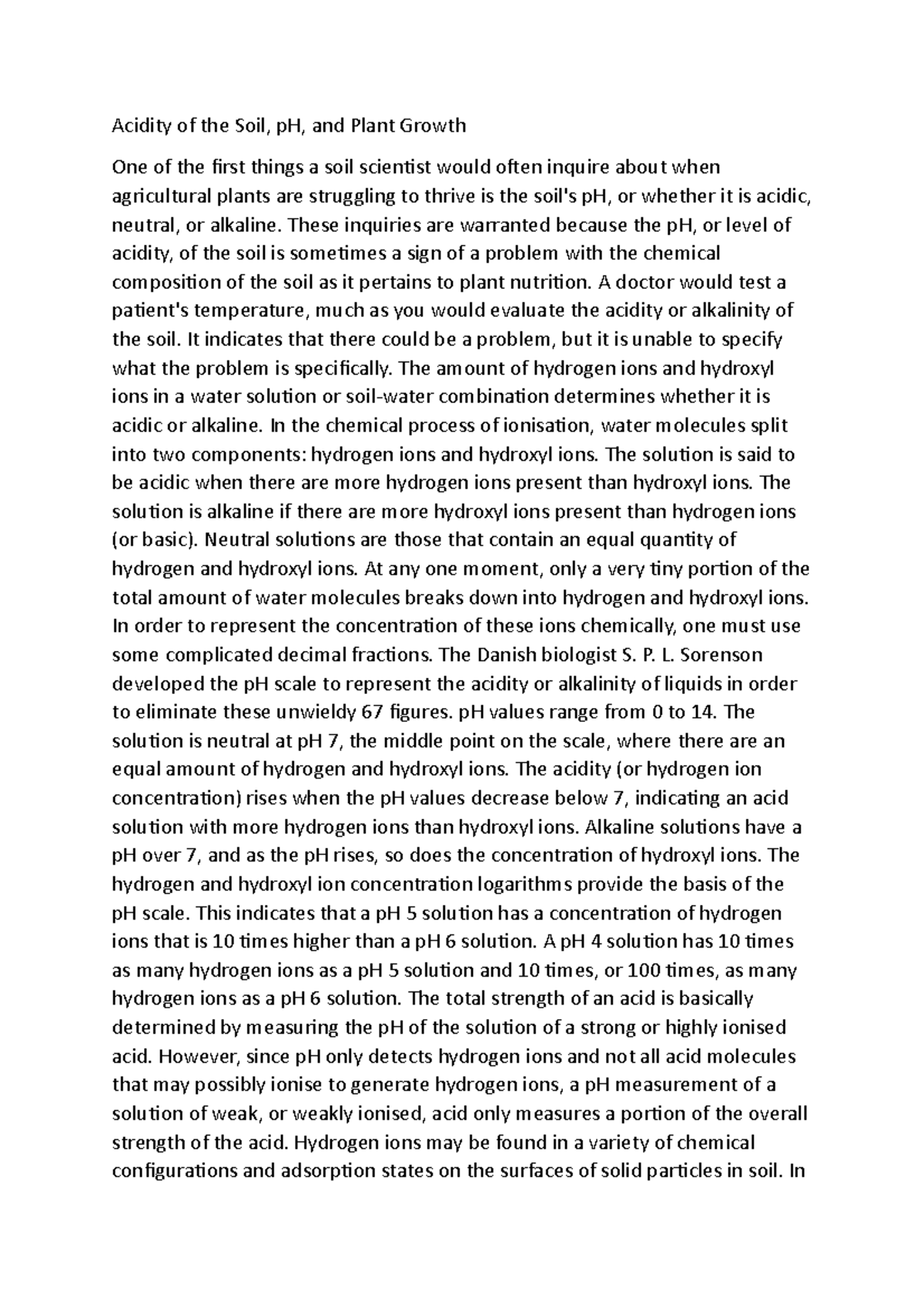 P H soil activity - Acidity of the Soil, pH, and Plant Growth One of ...