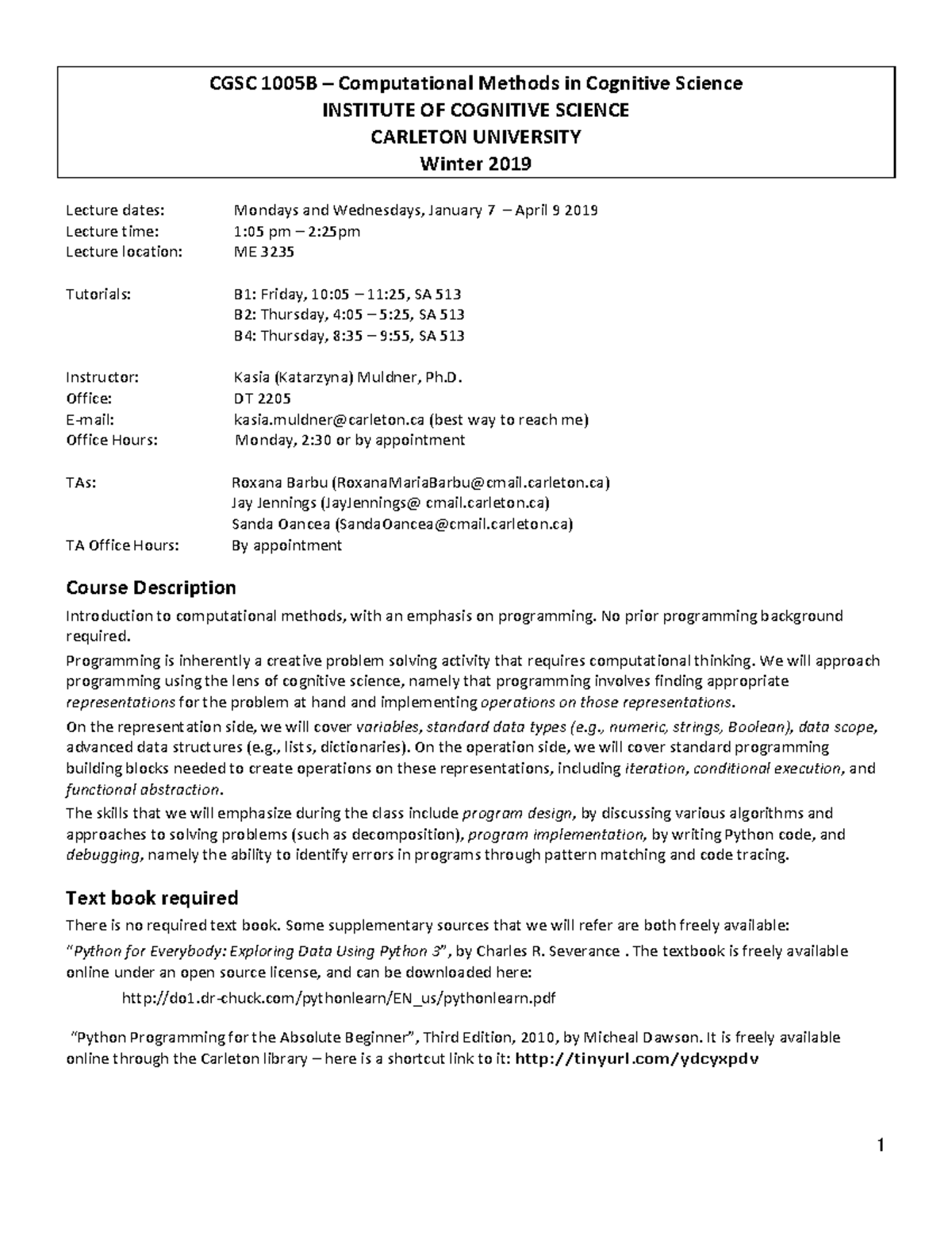CGSC1005 B - Computer science for cogsci program - CGSC 1005B ...