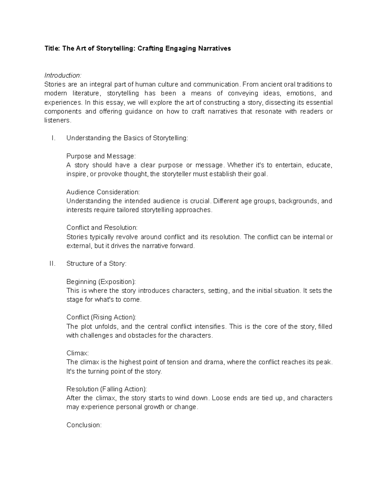 Creating a 1k Word Story - Title: The Art of Storytelling: Crafting ...