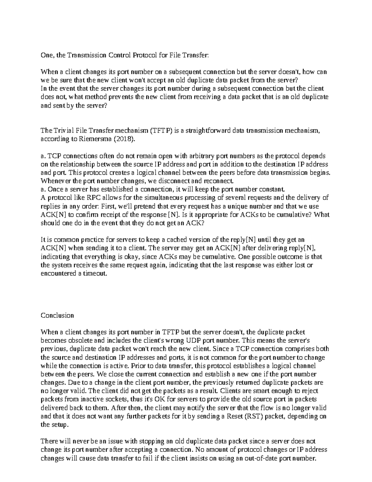 Learning Journal UNIT 6 CS 2204 - One, the Transmission Control Protocol for File Transfer: When ...