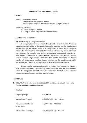 Math-212 Topic-2c-Compound-Interest - MATHEMATICS OF INVESTMENT Week 6 ...