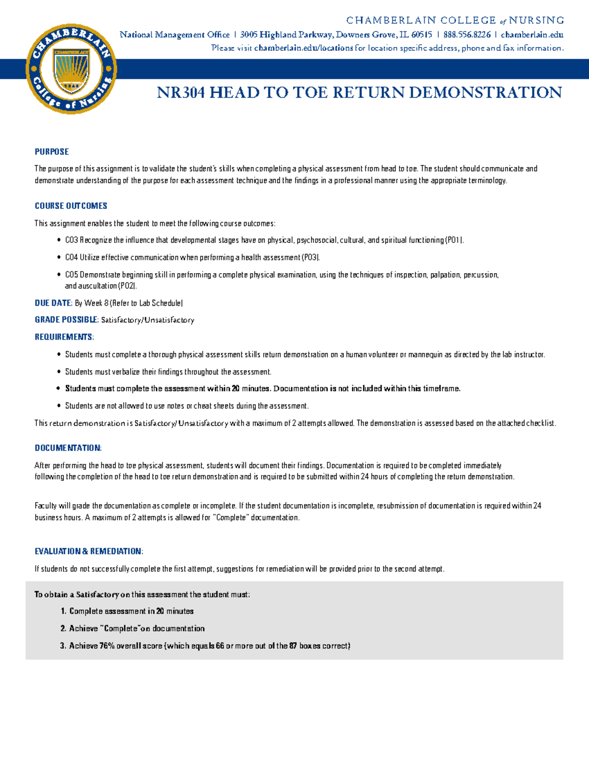 NR304 Head to Toe Return Demonstration - NR304 HEAD TO TOE RETURN ...