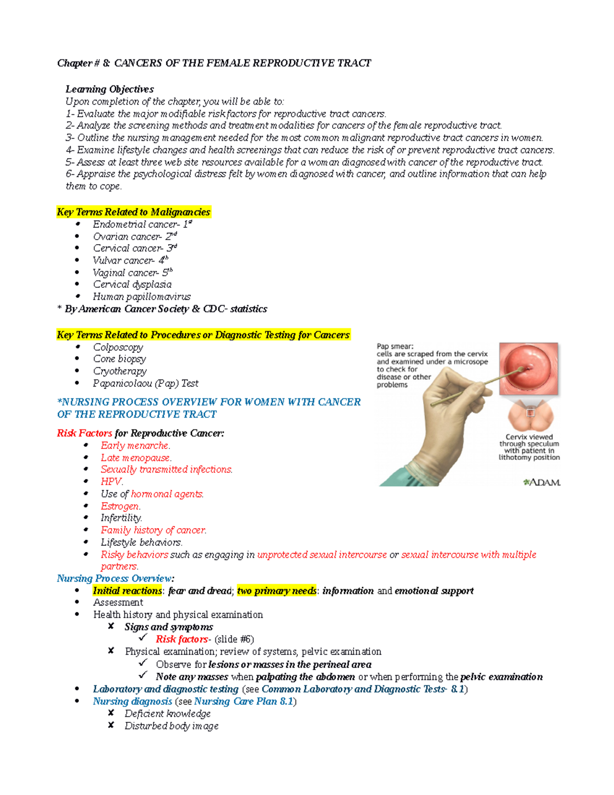 Chapter # 8 Cancers OF THE Female Reproductive Tract - Chapter # 8 ...