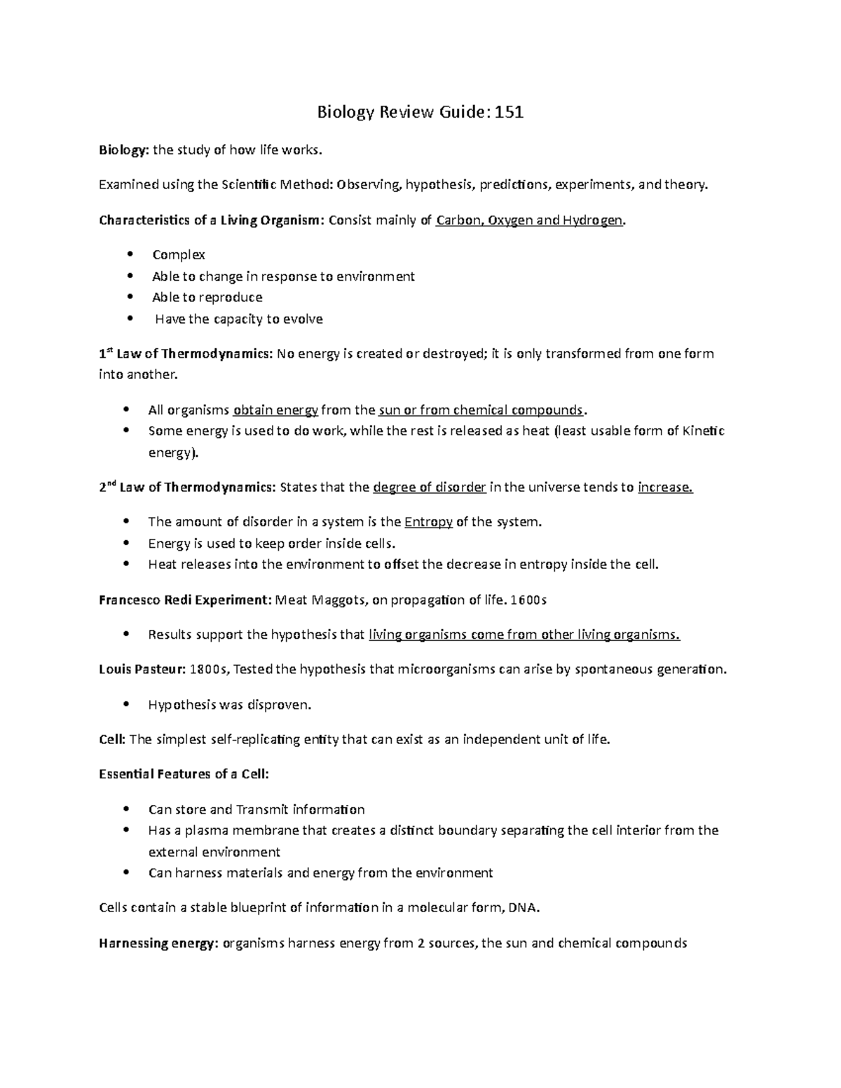 Biology Review Guide College - Biology Review Guide: 151 Biology: the ...