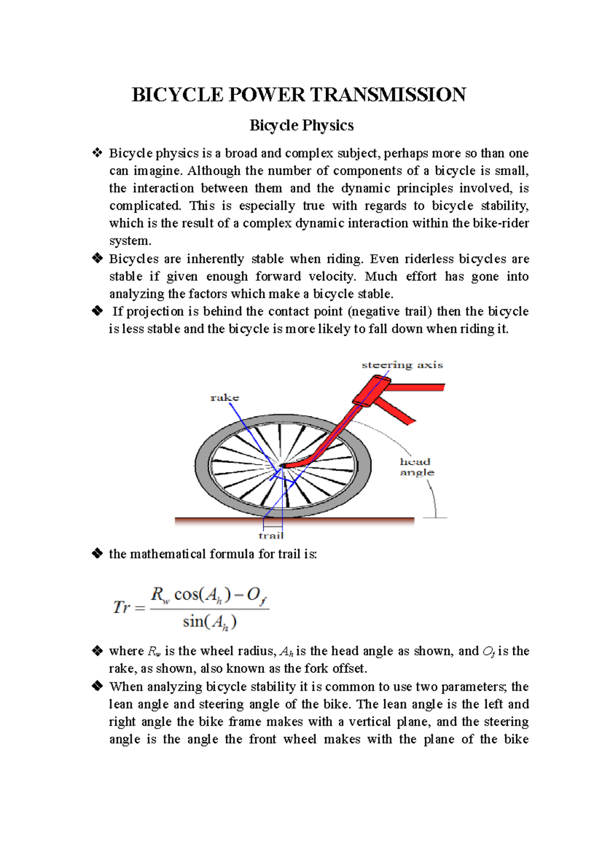Bicycle power transmission system - BICYCLE POWER TRANSMISSION Bicycle ...