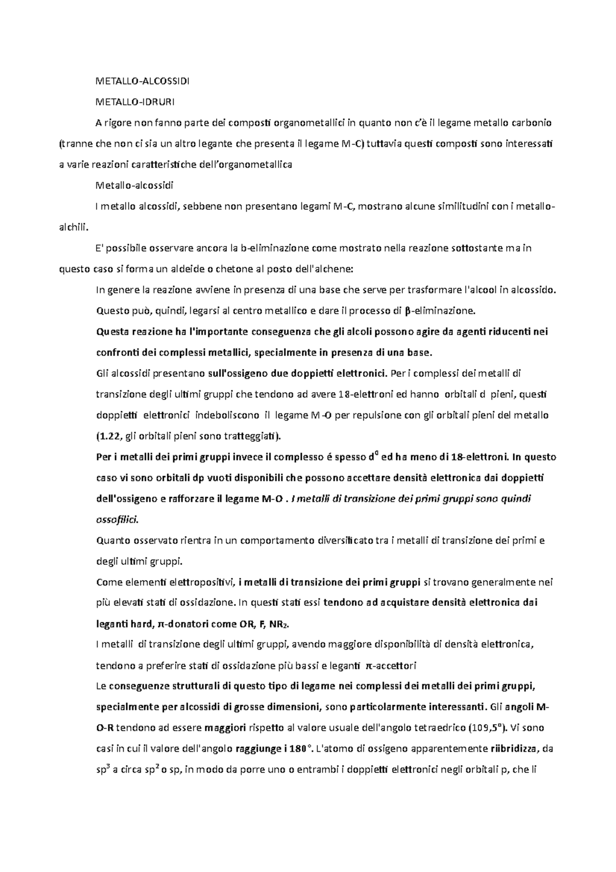 Metallo Idruri - METALLO-ALCOSSIDI METALLO-IDRURI A rigore non fanno ...