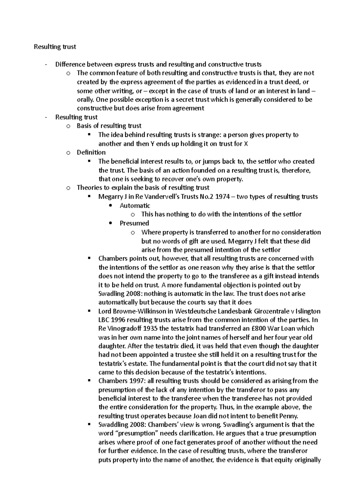 Lecture 7 - Resulting trust - Resulting trust Difference between ...